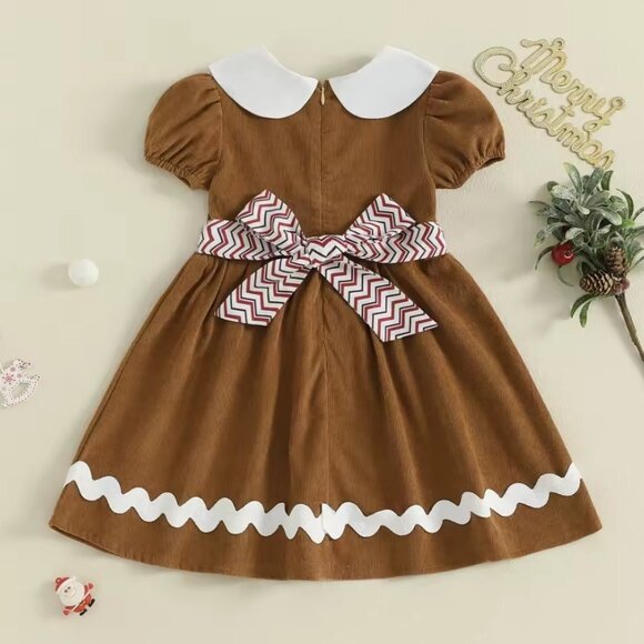 Dresses | Christmas Gingerbread Man Girls Short Sleeve Corduroy Dress ...